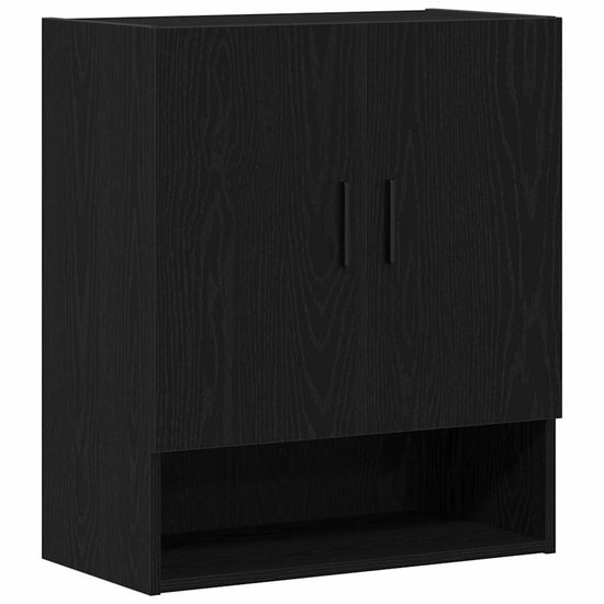 Wandkast | Hangkast | Muurkast | Opbergkast Zwart eiken 60 x 31 x 70 cm ...