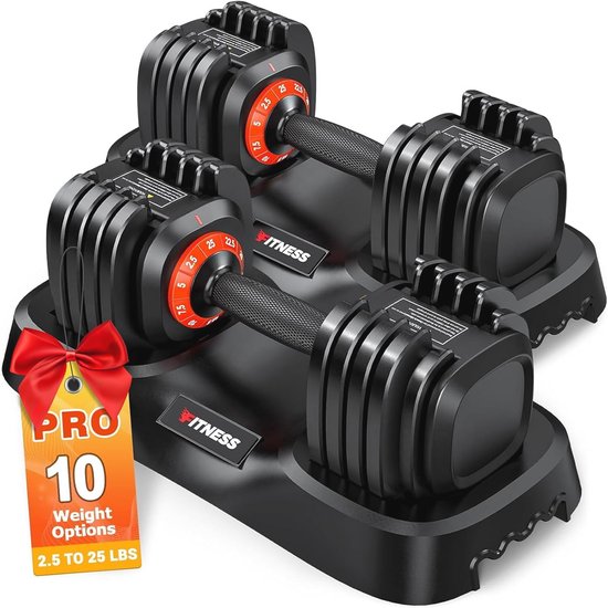 Verstelbare Halterset 2 x 24,5/11 kg - Korte Halters met Anti-Slip ...