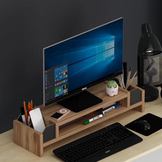 Monitorstandaard met Extra Plank voor Bureau - Organisator en ...