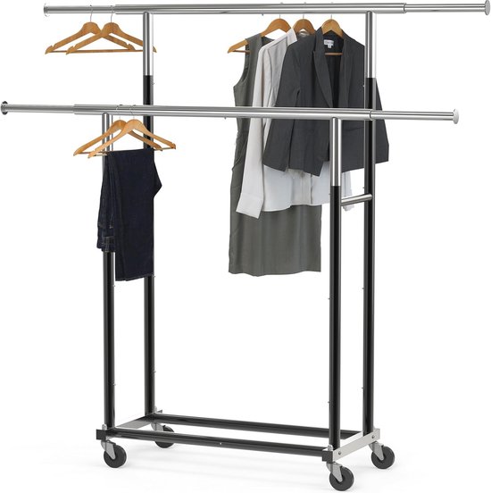 Kledingrek met dubbele stang - Standaard zwart | bol