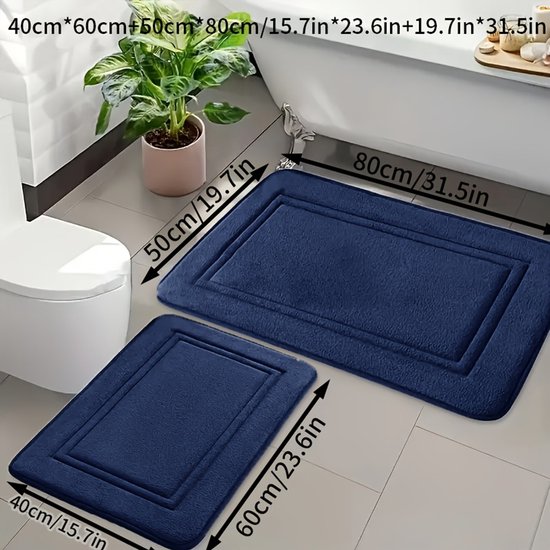 2 stuks Badmat Set, Geheugenschuim Tapijt met Waterabsorberende ...