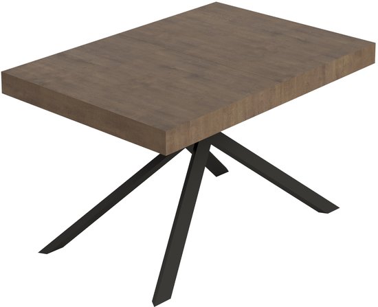 Niket notenhouten uitschuiftafel 120/224x90 cm met antraciet poten | bol