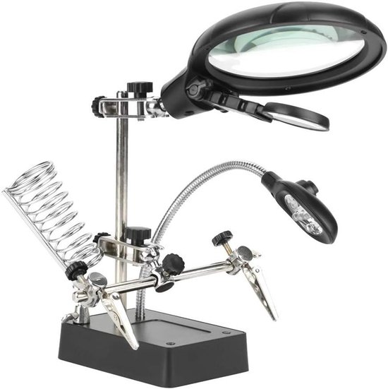 Leesloep met 10x LED verlichting en vergrootglas in zwart voor ...