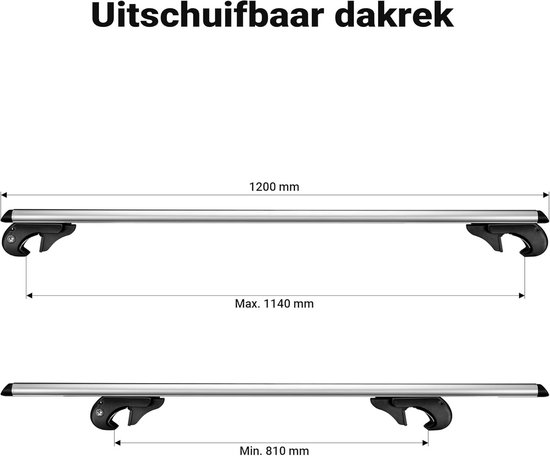 Universele Dakdragers Auto 120 cm Aluminium 90 kg voor Dakboxen en ...