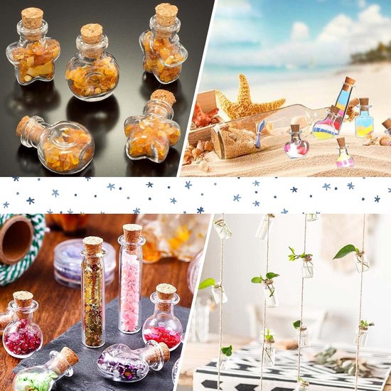 30x Mini Glazen Flesjes met Kurk - 3ml Proefbuisjes voor DIY Sieraden ...