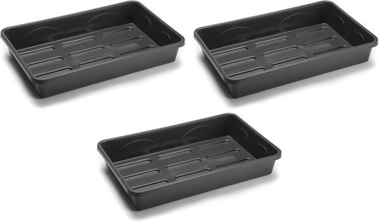 Stevige Medium Kweekbakken 38 x 24 x 6 cm - 3 Stuks - Zwart | bol