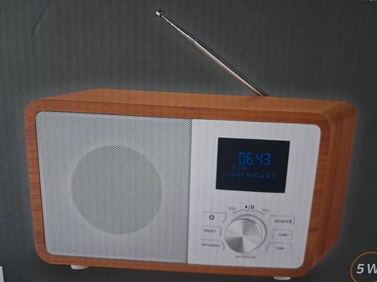 Tronic DAB+- Bluetooth Radio - Hout/Wit - 22.5 x 13.8 x 14.4 cm | bol
