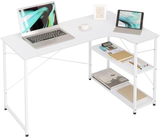 Hoekbureau L-vorm met 2 planken, computertafel/pc-tafel voor kantoor ...