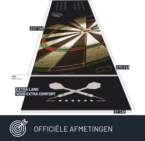 Studio M Dartmat - Inclusief Uitwerpschema - 57 x 270 cm - Zwart ...