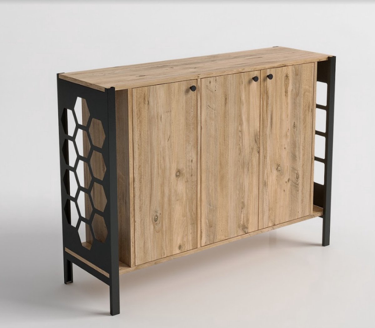 Hoppa! Gaia Console Kast - Console Meubel 120 cm - Atlantic Pine/Black ...