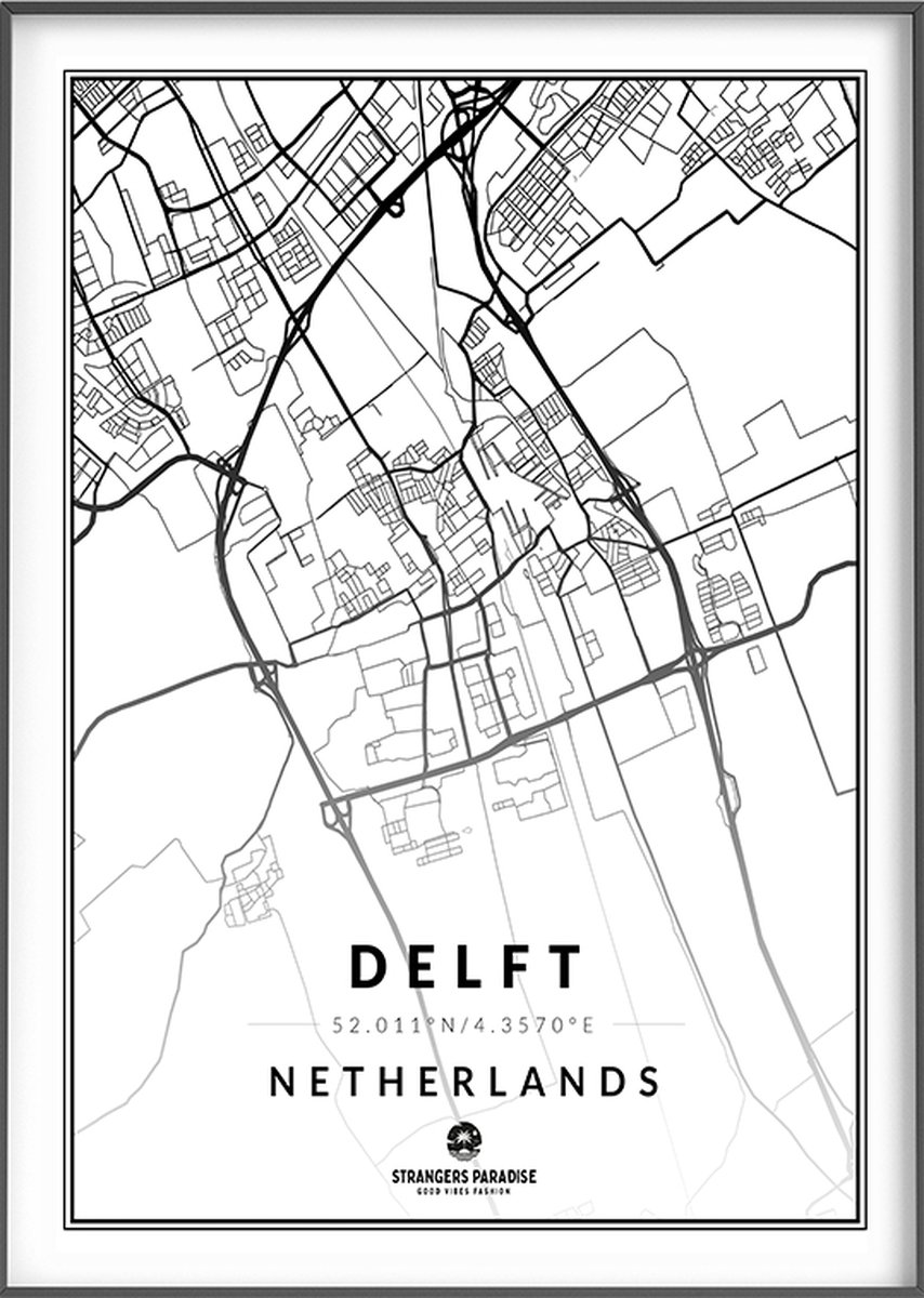 Citymap Delft - Stads posters 40x50 | bol.com