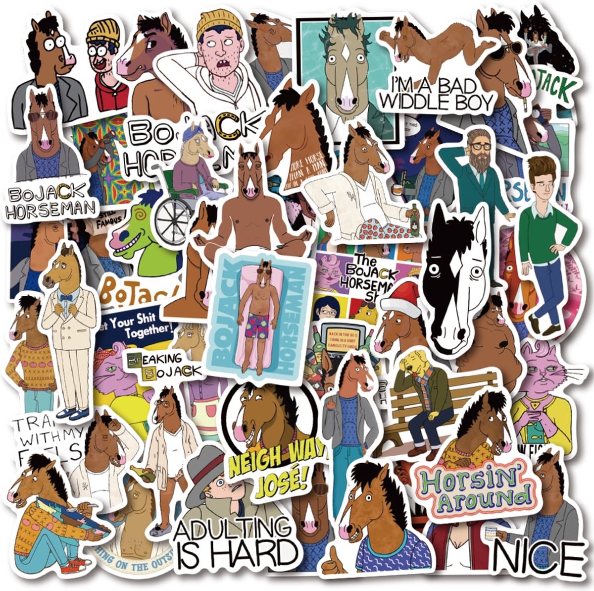 BoJack Horseman stickers 40x - Coole mix voor muur, laptop, agenda etc ...
