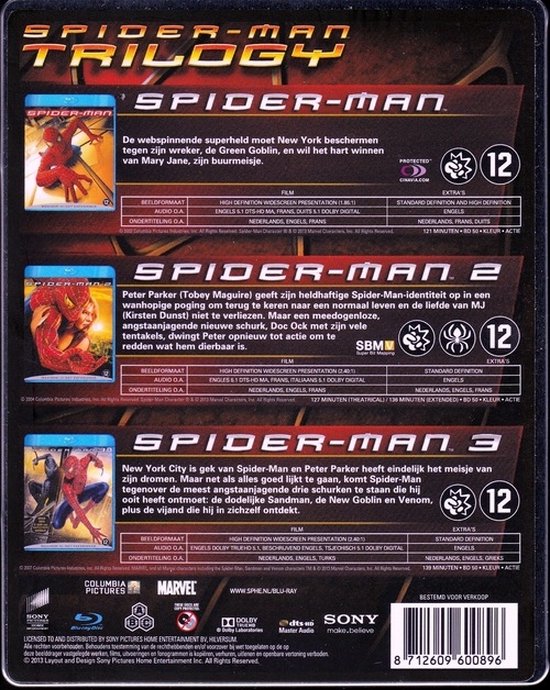 Spider-Man Trilogy (Blu-ray Steelbook) (Blu-ray), Tobey Magure | Dvd's ...