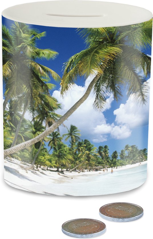 Spaarpot - Spaarblik - Strand - Palmboom - Tropisch - Spaarpotten ...