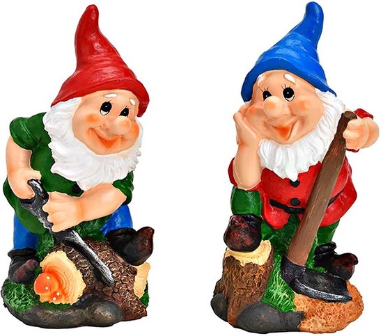 Kabouter - Tuinkabouter - Tuindecoratie - Set van 2 vrolijke ...