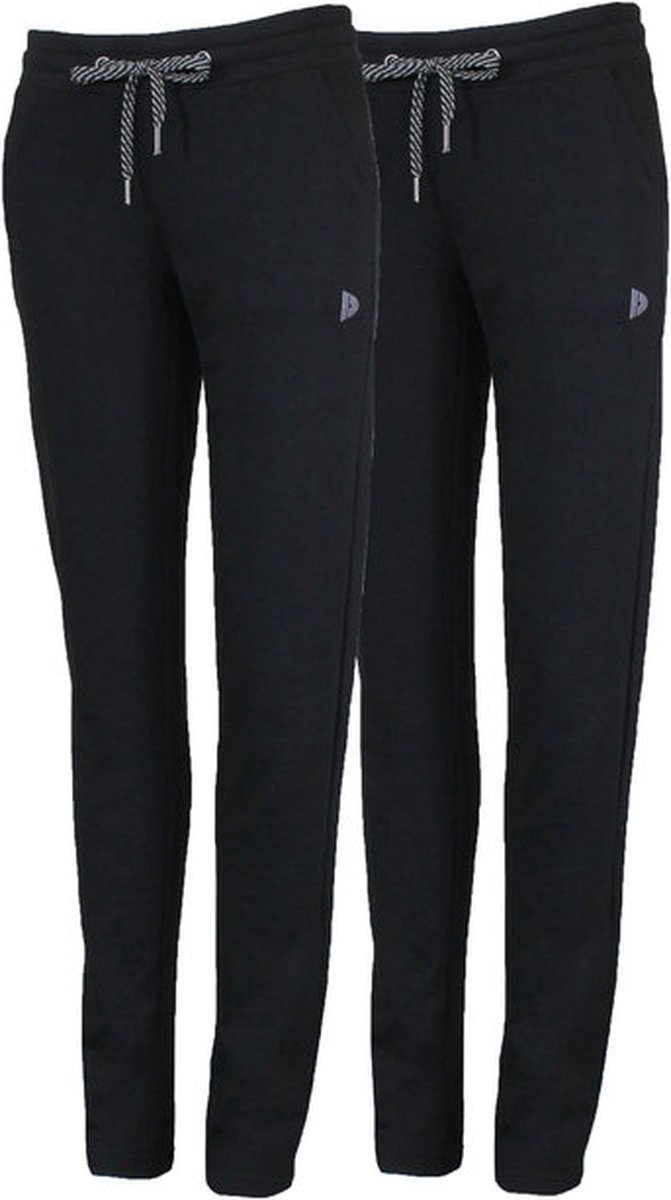 2-Pack Donnay - Joggingbroek rechte pijp - Dames - M - Zwart | bol.com