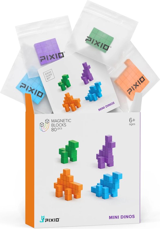 Pixio Magnetic Blocks | Design Series | Pixio-Mini Dinos | 4 kleuren ...