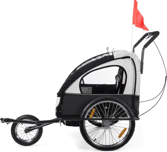 SAMAX fietskar 2 in 1 Jogger - wit - Zwart Frame-fietsaanhanger | bol.com