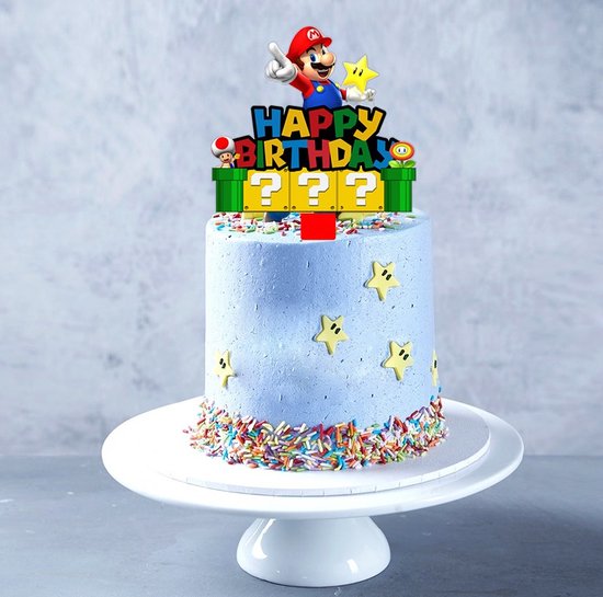 Taart Decoratie - Mario - Verjaardag - Taarttopper - Happy Birthday ...