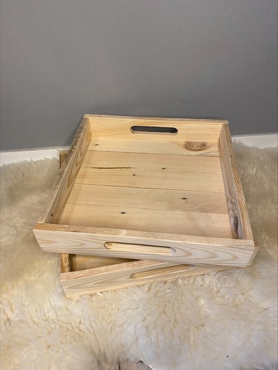 Zorg in hout, Handgemaakte houten dienbladen 30x30. geschenk, dienblad ...