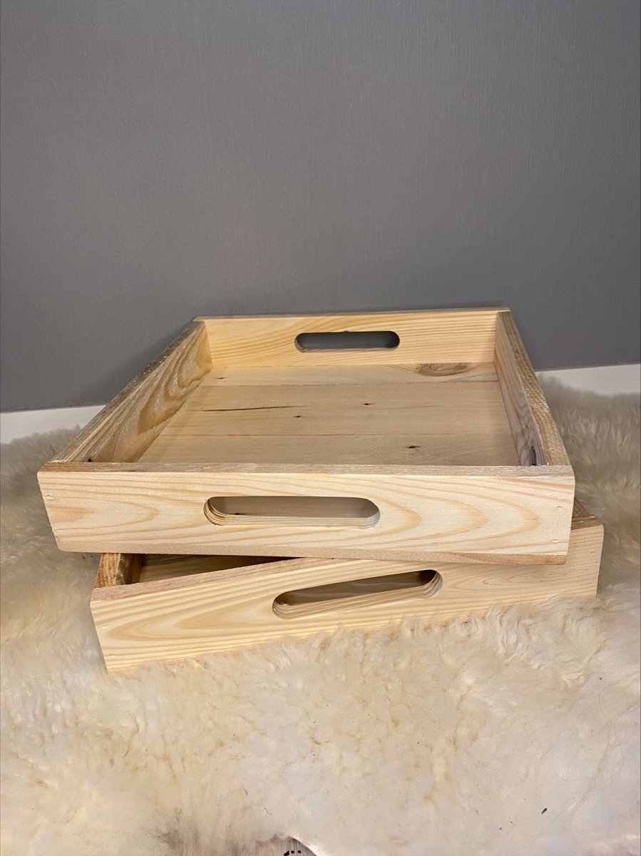 Zorg in hout, Handgemaakte houten dienbladen 30x30. geschenk, dienblad ...