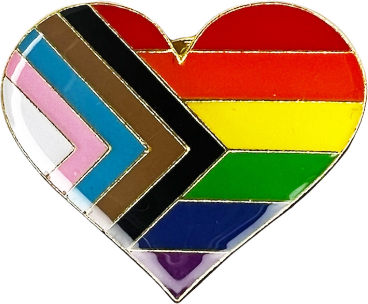 LGBTIQ+ Progresive Vlag Hart Pride Kledingspeld Enamel Emaille Pin ...