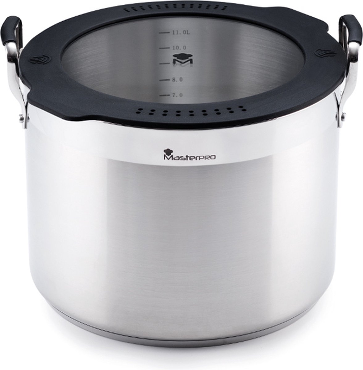 Masterpro - Grote kookpan met siliconen deksel - Ø28 cm - 12,9 L - RVS ...