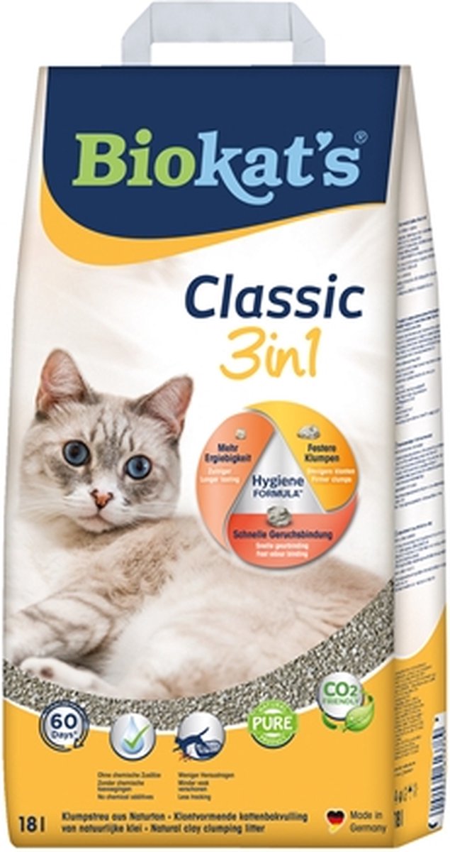 Biokat's Classic 3in1 - 18 L - Kattenbakvulling - Klontvormend - Zonder ...