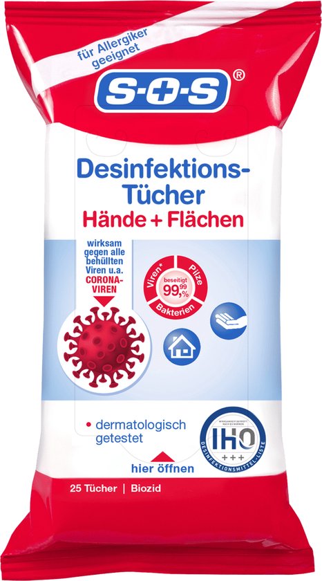 SOS Desinfectiedoekjes, 25 stuks | bol
