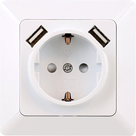 Stopcontact met USB - 2 stuks geleverd - Inbouw stopcontact ...