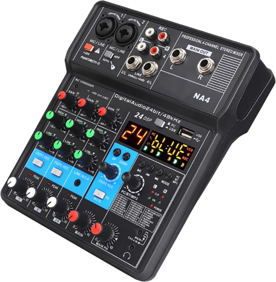 Mengpaneel 4-Kanaals - Met Bluetooth & USB - Geluidskaart Functie ...