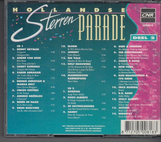 Hollandse Sterrenparade Deel 2 - Dubbel CD - Benny Neyman, Andre Van duin, Corry... | bol