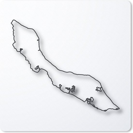 Muismat - Mousepad - een zwarte lijn in de vorm van Curaçao - 30x30 cm ...