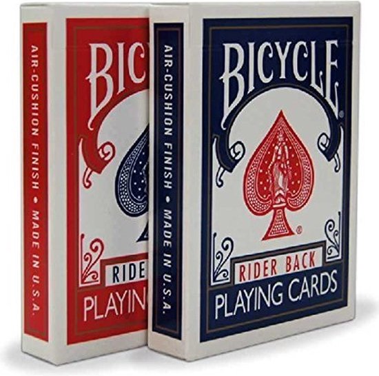 2 Stuks - Rood + Blauw - Bicycle Rider Back Playing Cards Set | bol