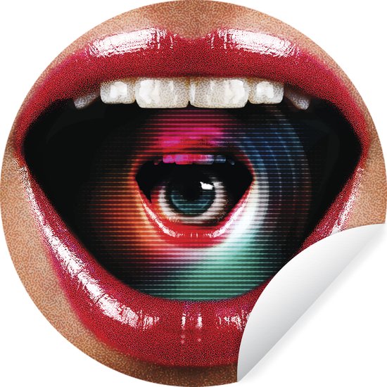Behangcirkel - Dubbele belichtingsillustratie van een mond en oog ...