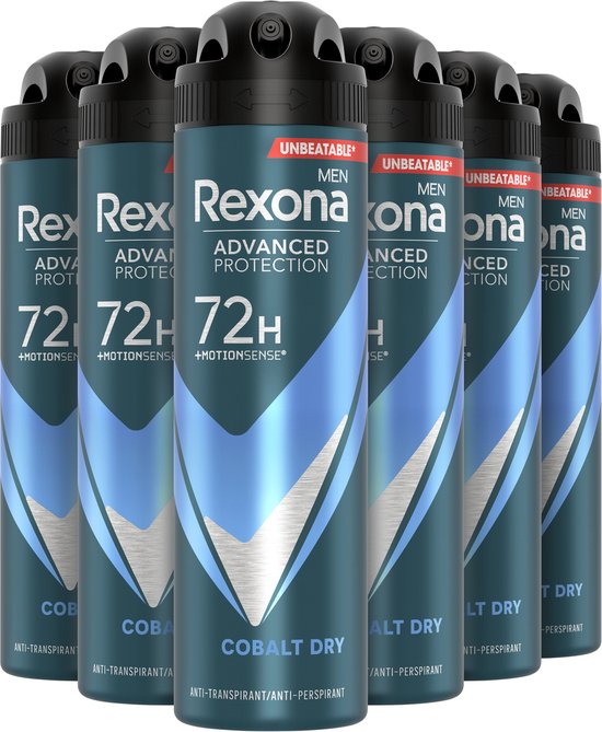 Rexona Men Cobalt Dry Anti-transpirant Deodorant Spray - 6 x 150 ml - Voordeelverpakking | bol.com