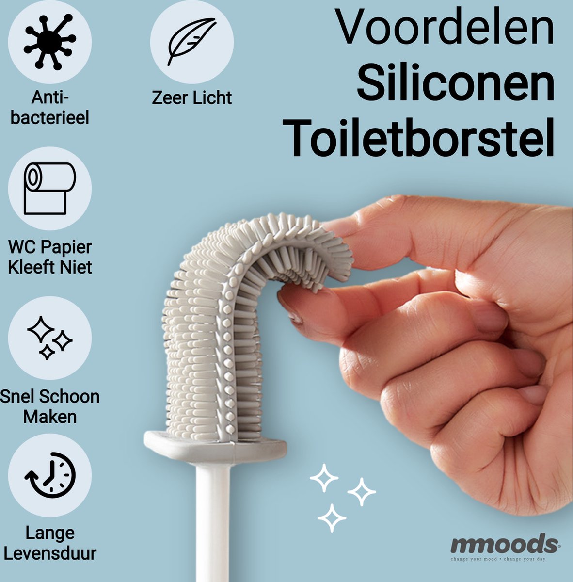 Mmoods Dubbele WC Borstel met Houder - Silicone Toiletborstel ...