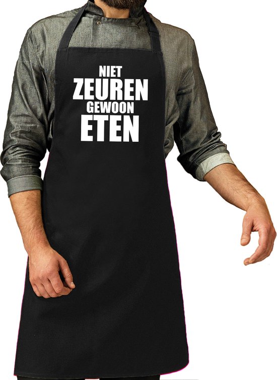 Niet zeuren gewoon eten fun tekst barbecueschort / keukenschort ...