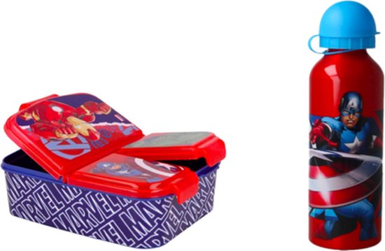Marvel Avengers multi brooddoos (18 cm - 13 cm - 6 cm) + Drinkfles (21 ...