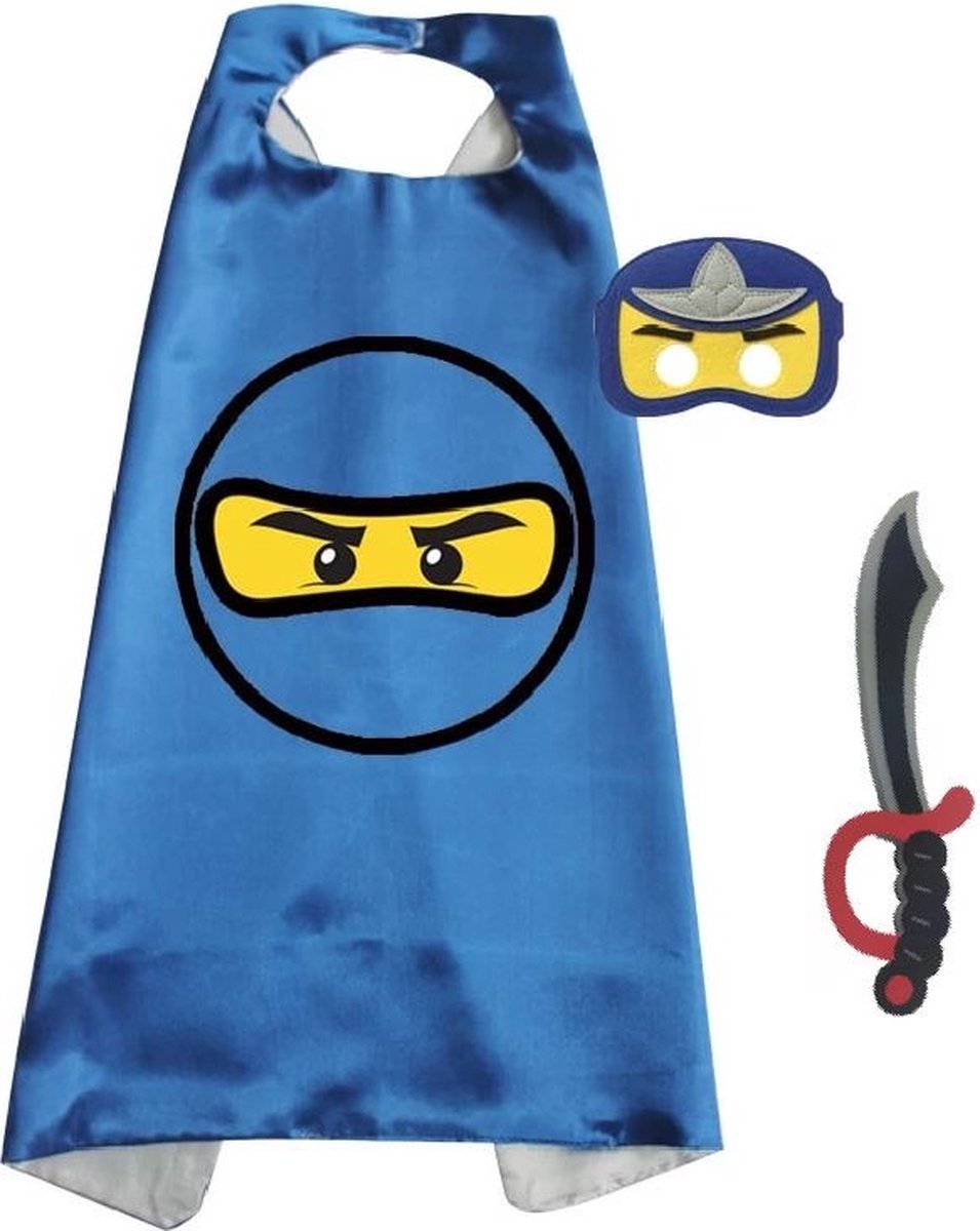Ninjago Cape - Masker - Zwaard - Verkleedkleding - Kinderen - Blauw | bol