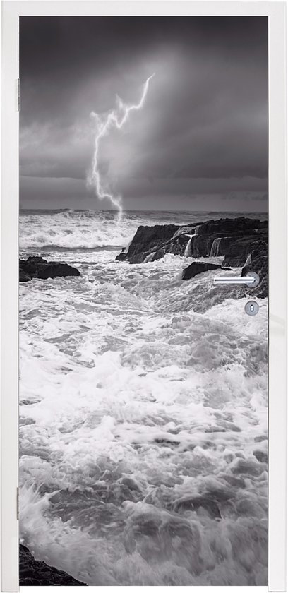 Deursticker Storm op zee fotoprint - 90x215 cm - Deurposter | bol