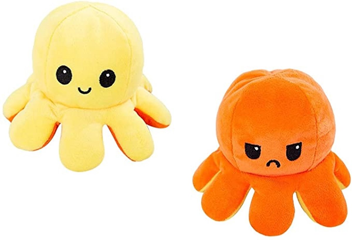 Royal Luxury® Octopus Mood Knuffel Omkeerbaar - Emotie knuffel | bol.com