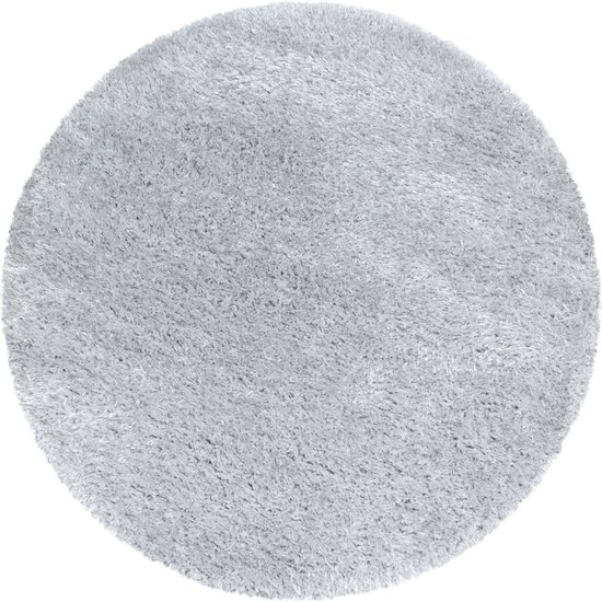 Rond Hoogpolig tapijt met fijne haartjes in de kleur zilver | bol.com