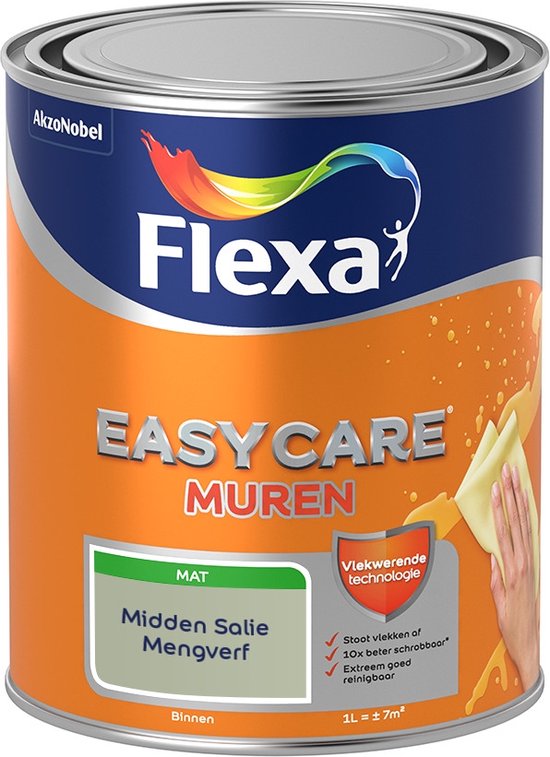 Flexa Easycare Muurverf - Mat - Mengkleur - Midden Salie - 1 liter ...
