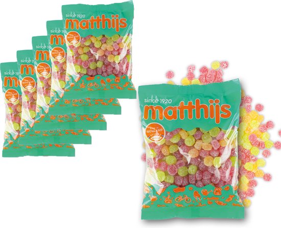 6 zakken Matthijs Veggy Zure Dots Mix á 400 gram - Voordeelverpakking ...