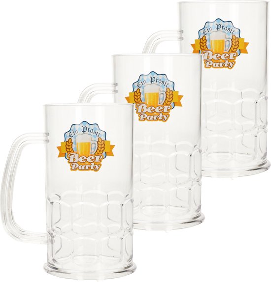 Oktoberfest bierpullen/bierglazen - 12x - stevig kunststof - transparant - 500 ml | bol