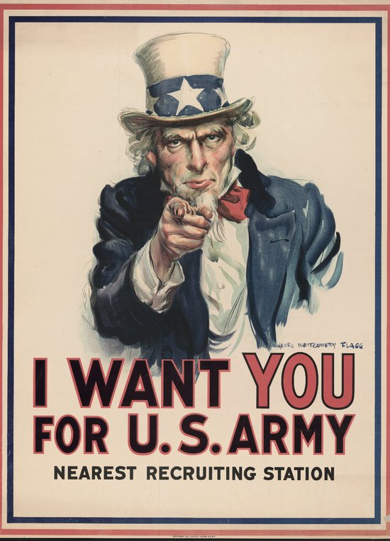 Poster In Zwarte Lijst - Uncle Sam - Eerste Wereldoorlog - Large 70x50 ...