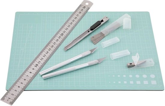 Cutting set - snijset - 22 pcs - snijmat - hobbymesjes - lineaal | bol