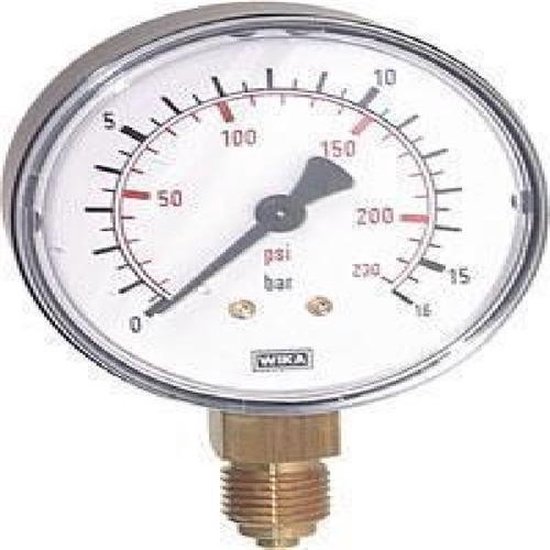 Glycerine Manometer 63mm Onder Aansluiting 0-1 Bar - RVS/Messing | bol