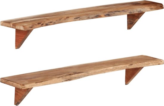 vidaXL Wandschappen 2 st 110x20x18 cm massief acaciahout - Wandschap - Wandschappen -... | bol